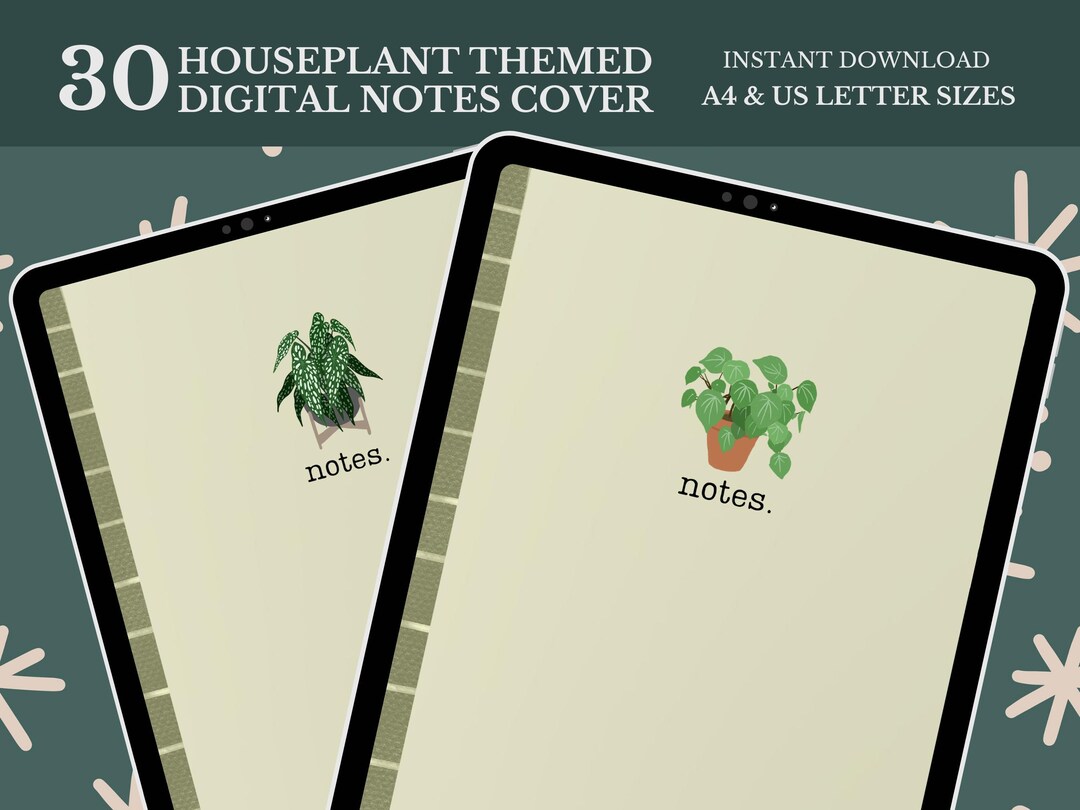 Houseplant Themed Digital Notebook Cover, Aesthetic Digital Cover ...