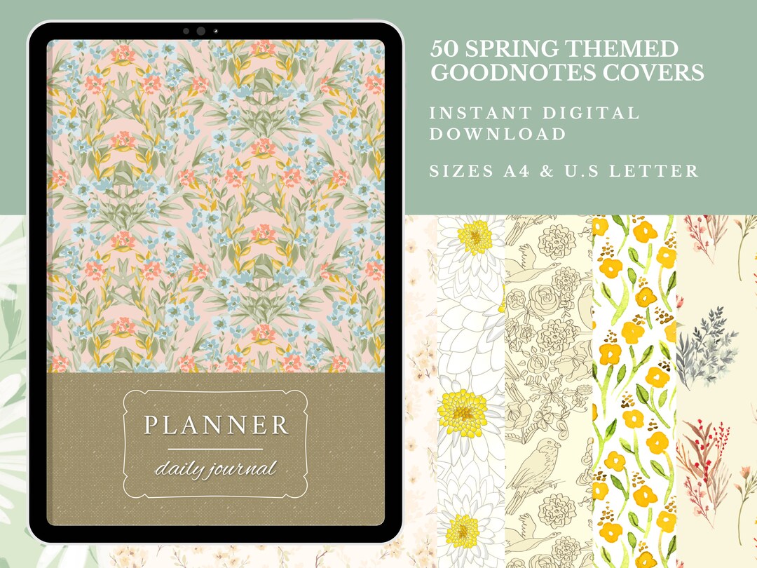 50 Spring Themed Goodnotes Covers - Journal, Planner, Notebook Digital ...
