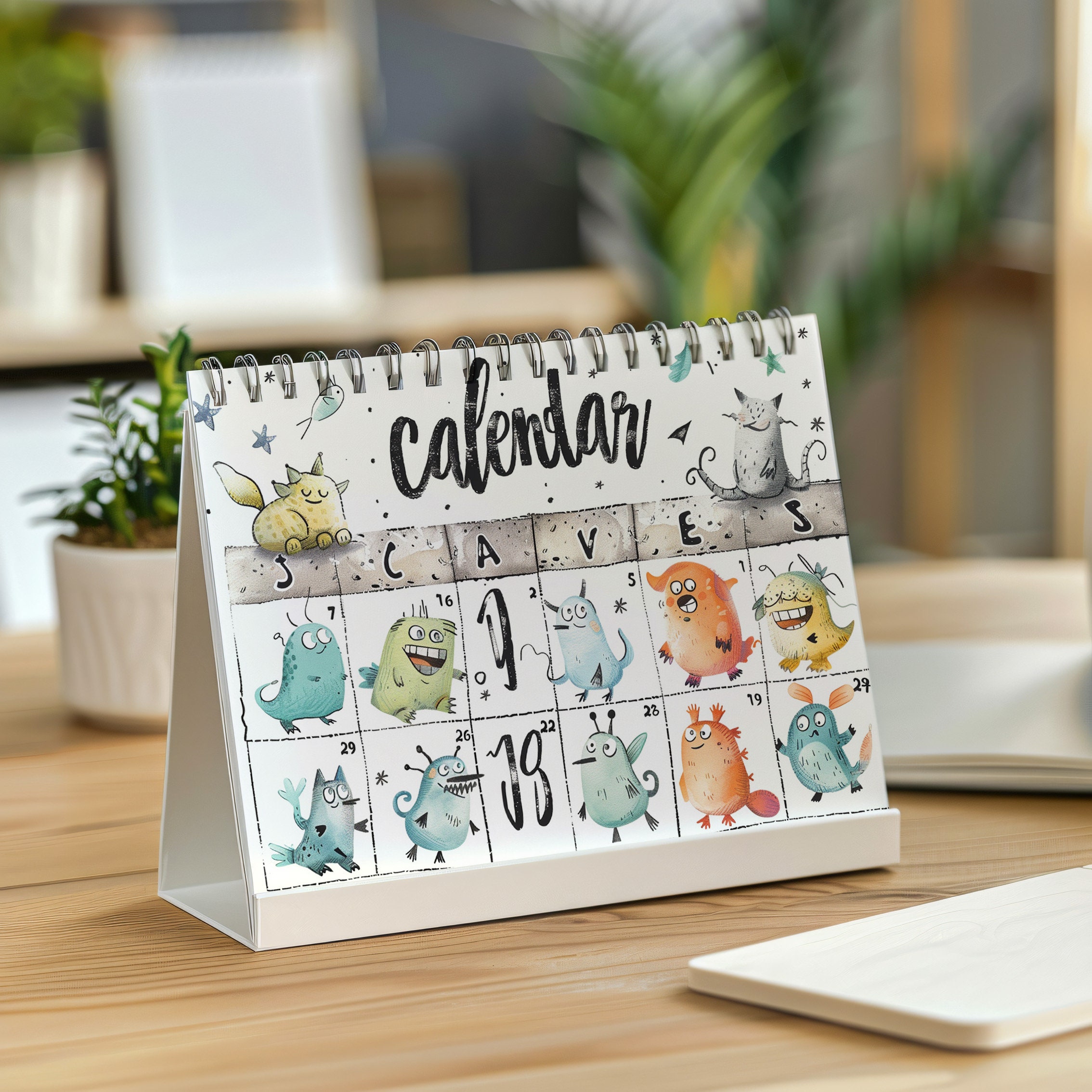 Kalender Mockup PSD, Moderner Tischkalender, Büro Dekoration Digital ...