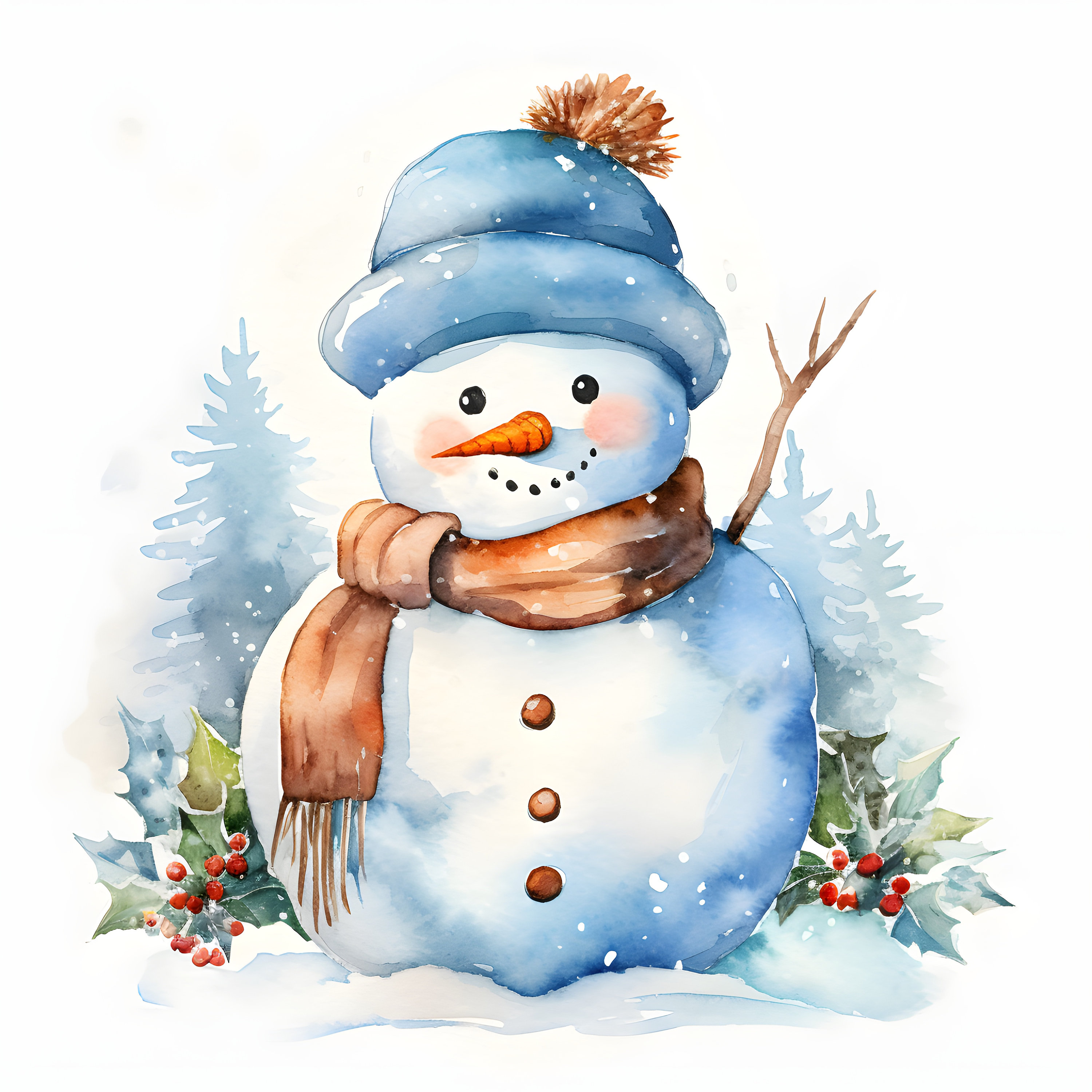 27 Snowman Clipart Set, Printable Watercolor Snowman, Winter Clipart ...