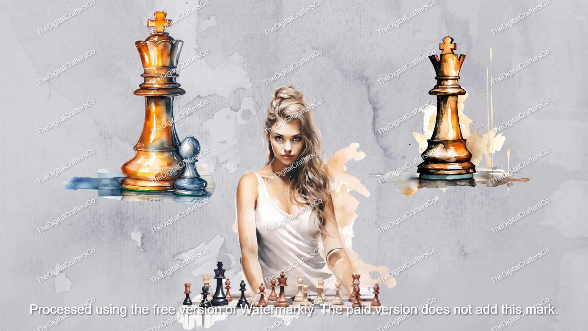 Chess SVG PNG Collection Watercolor Chess Clipart Instant Download 24 ...