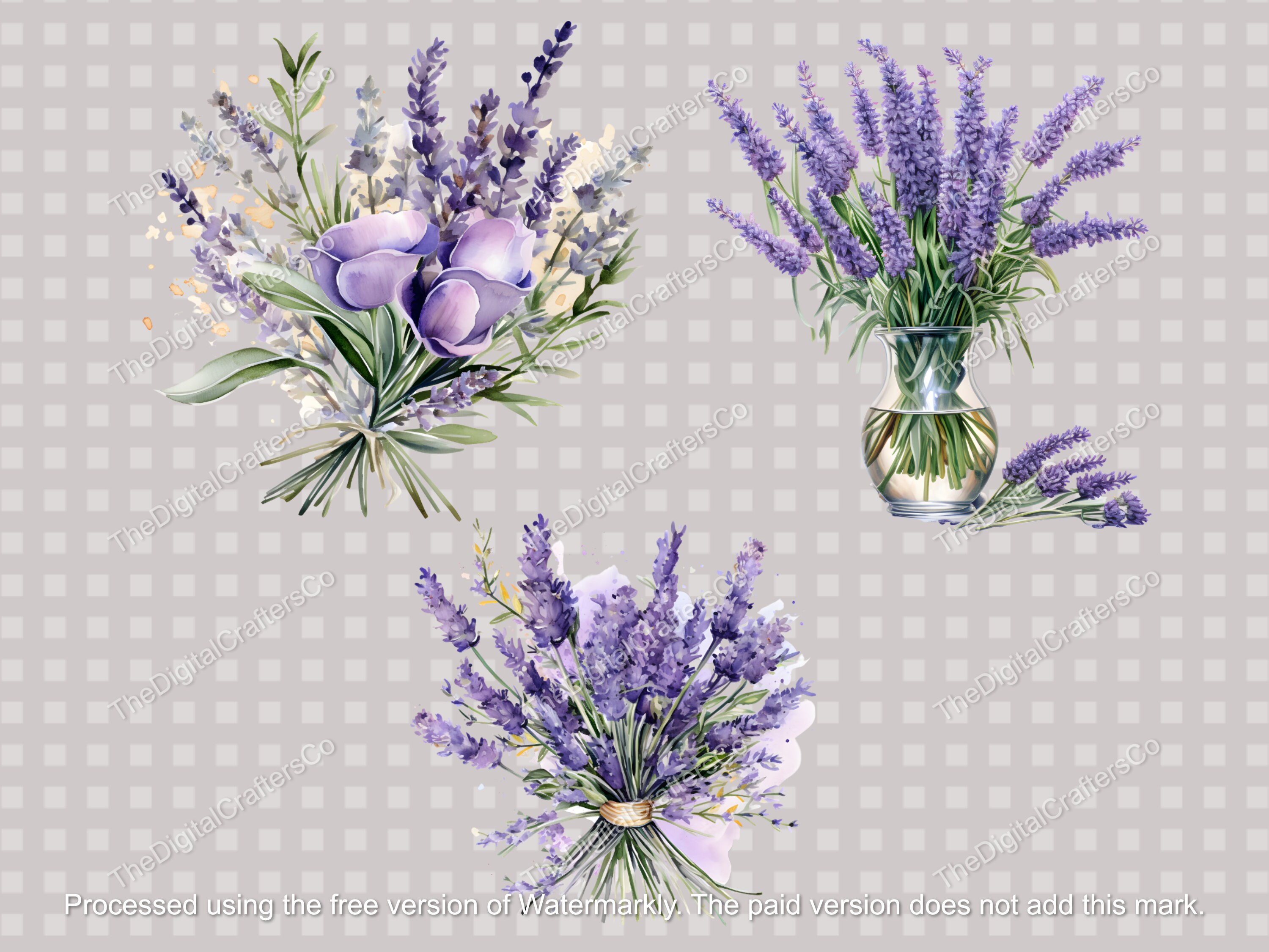 Watercolor Lavender Clipart Set, 20 Watercolor Lavender Bundle ...