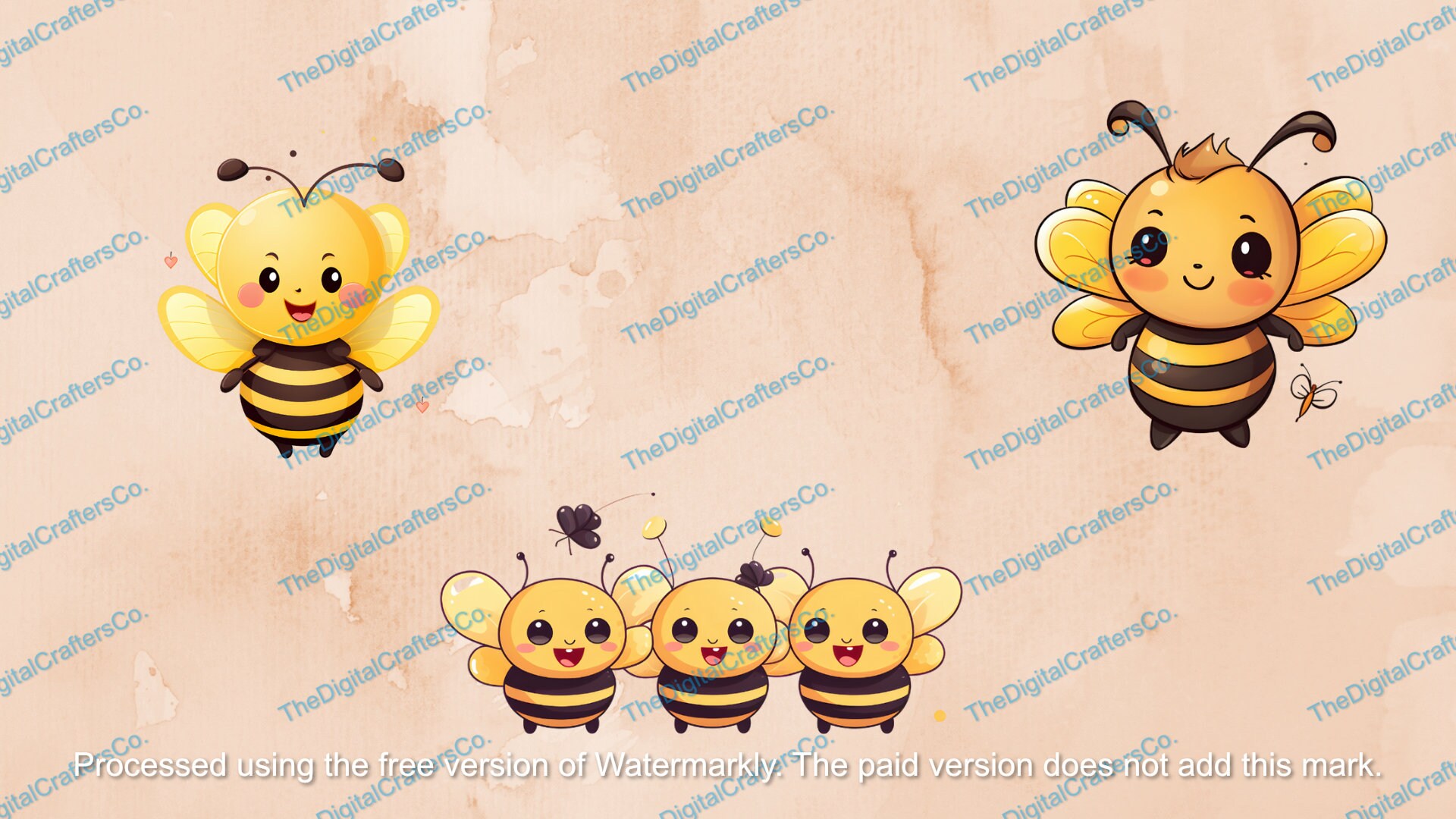 Kawaii Bee SVG Collection Watercolor Kawaii Bee Clipart Instant ...