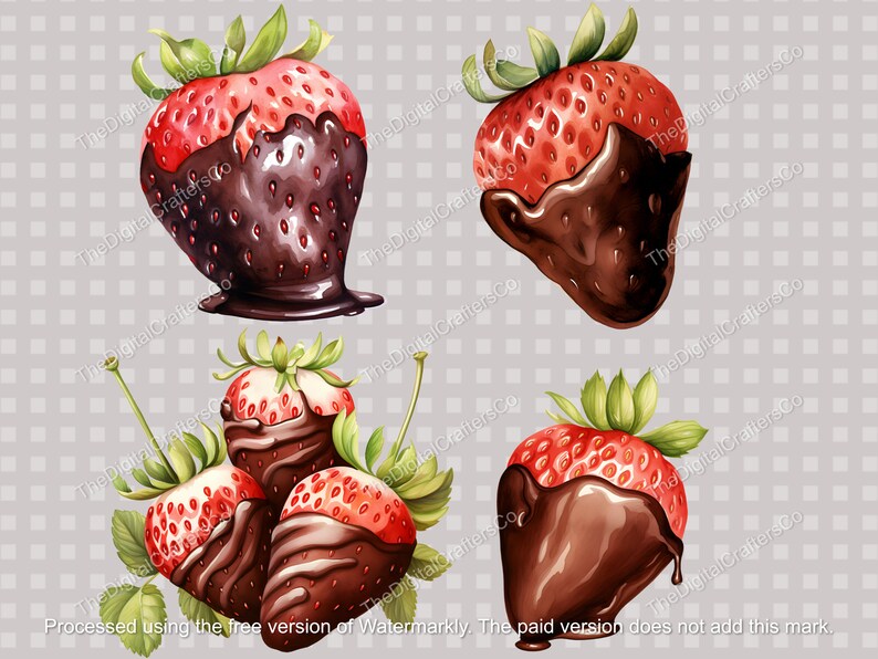Chocolate Strawberry Clipart, 22 Watercolor Chocolate Covered ...