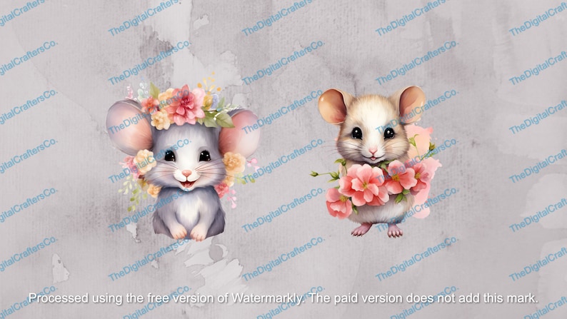 Watercolor Mouse Clipart: Flower PNG Collection (digital Download) - Etsy