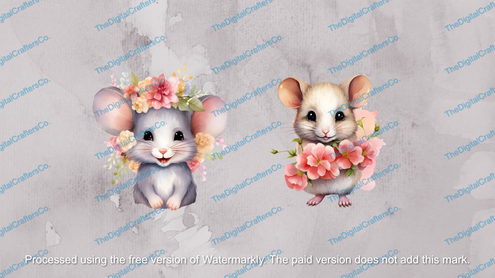 Mouse & Flower SVG PNG Collection Watercolor Mouse and Flower Clipart ...