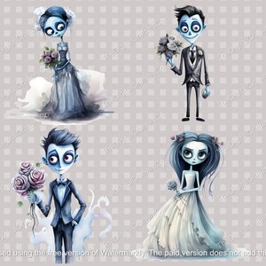 Corpse Bride Clipart Set: 28 Watercolor PNG Images (digital Download ...