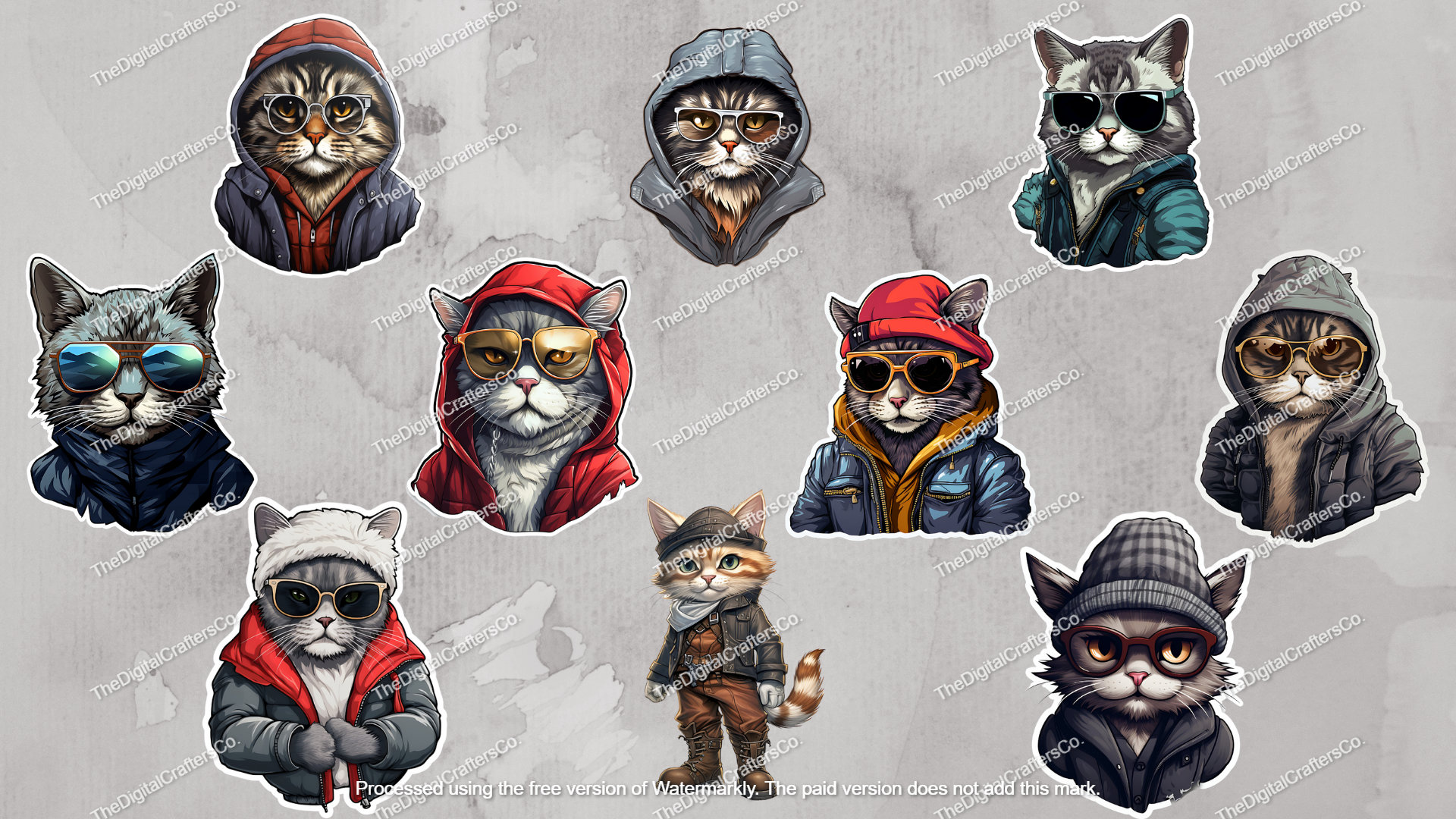 Badass Cat SVG PNG Collection Watercolor Badass Cat Clipart Badass Cat ...