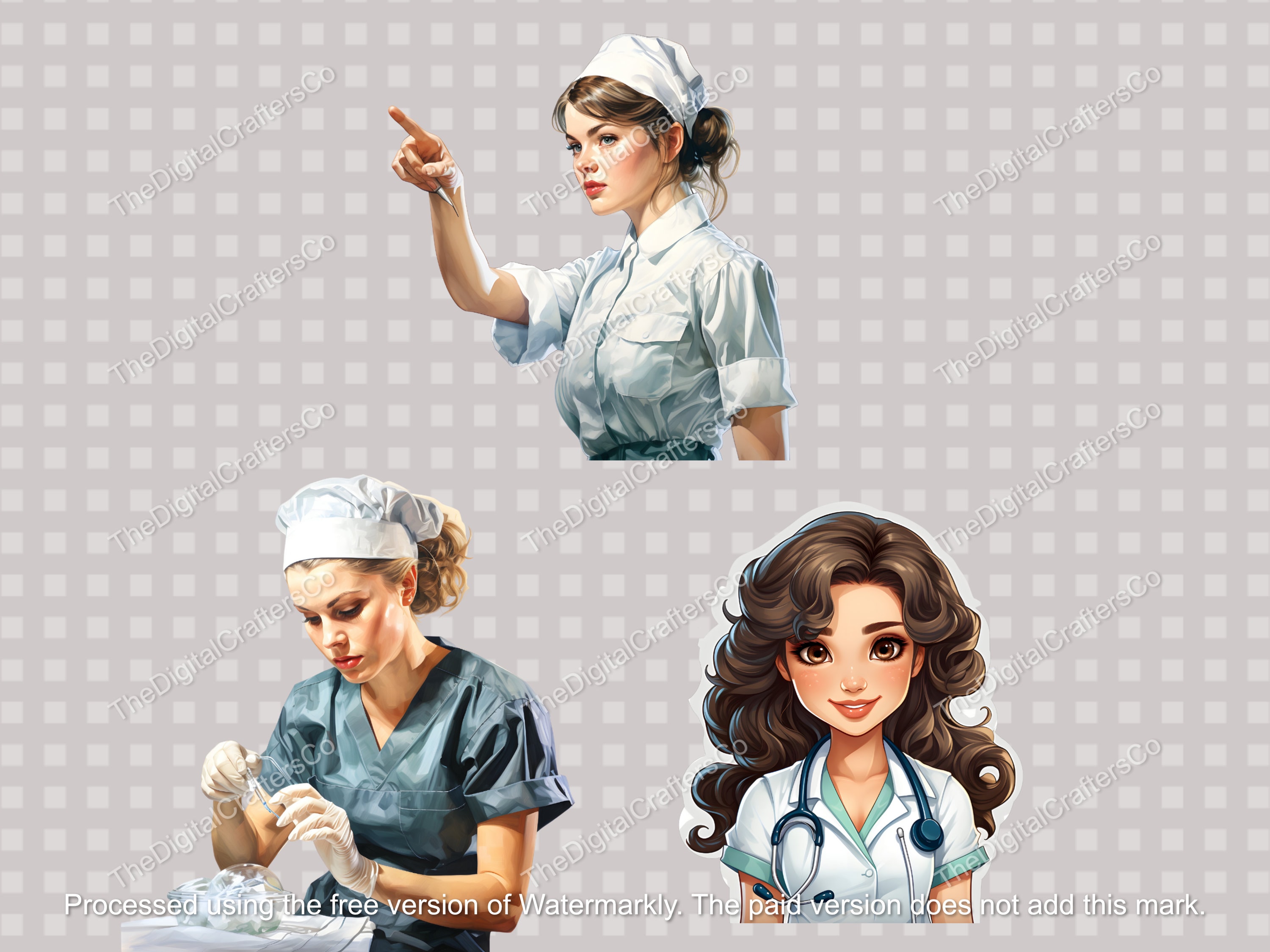 Watercolor Nurse & Doctor Clipart: 23 PNG Images (digital Download ...