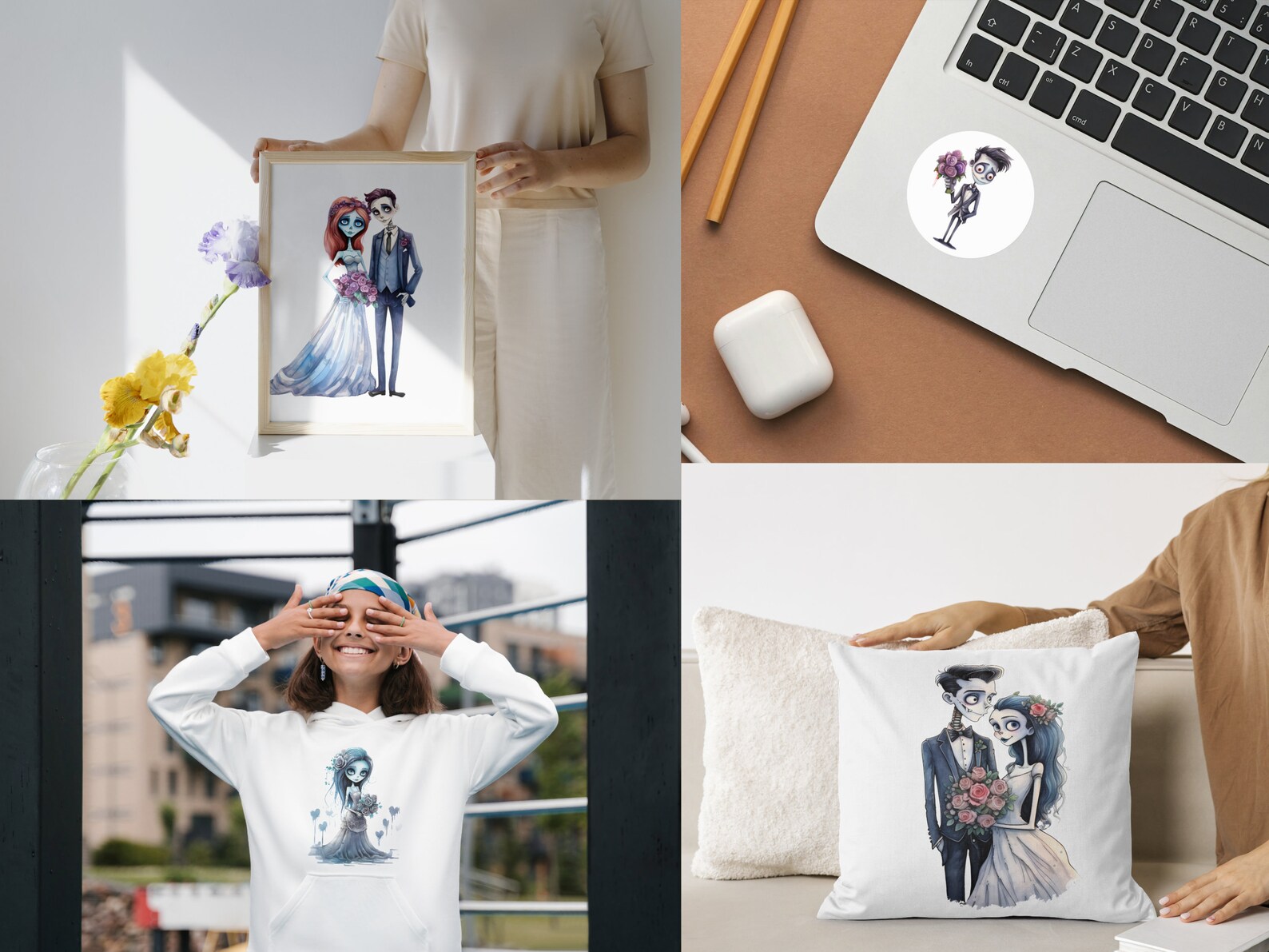 Corpse Bride Clipart Set: 28 Watercolor PNG Images (digital Download ...