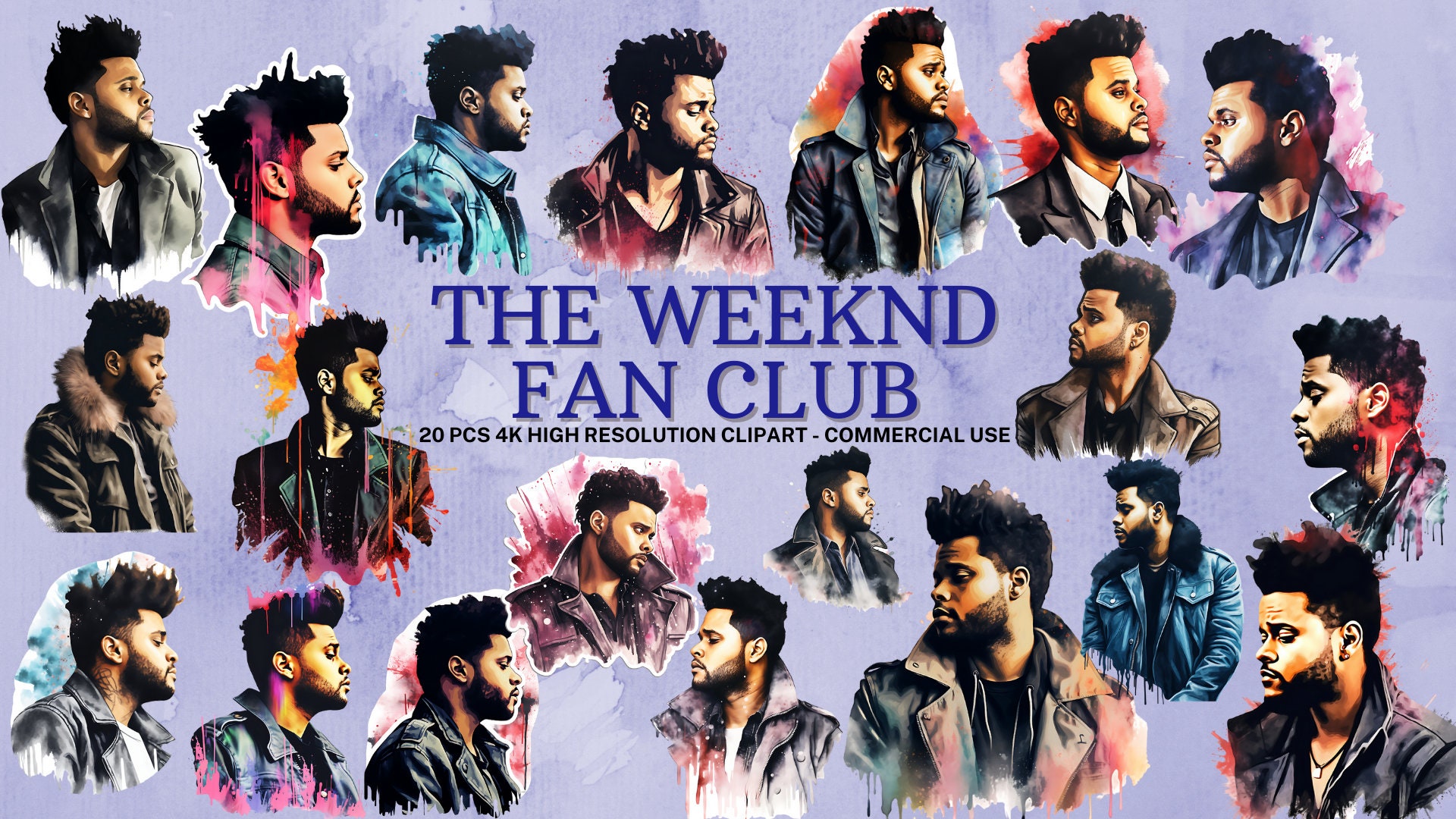 The Weeknd Fan Club Clipart Collection the Weeknd Watercolor Clipart ...