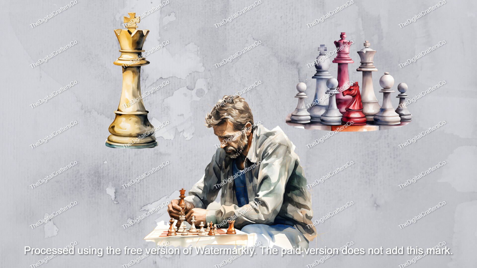 Chess SVG PNG Collection Watercolor Chess Clipart Instant Download 24 ...