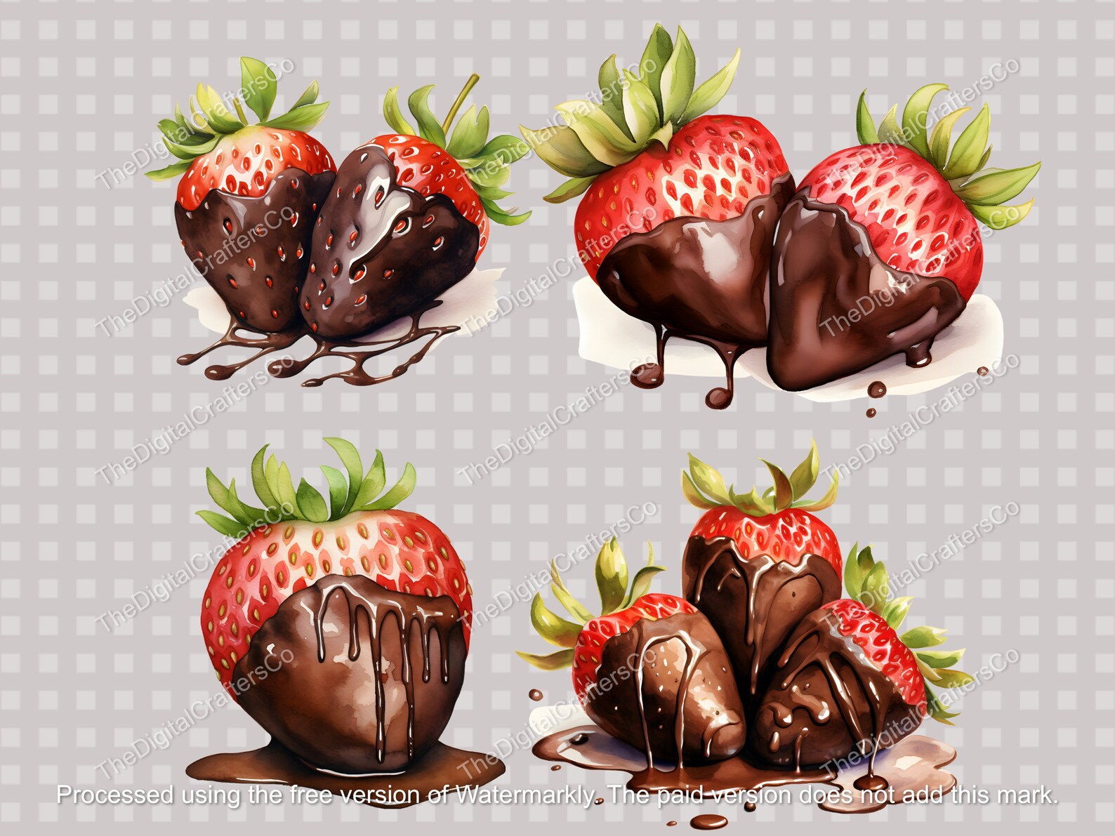 Chocolate Strawberry Clipart, 22 Watercolor Chocolate Covered ...