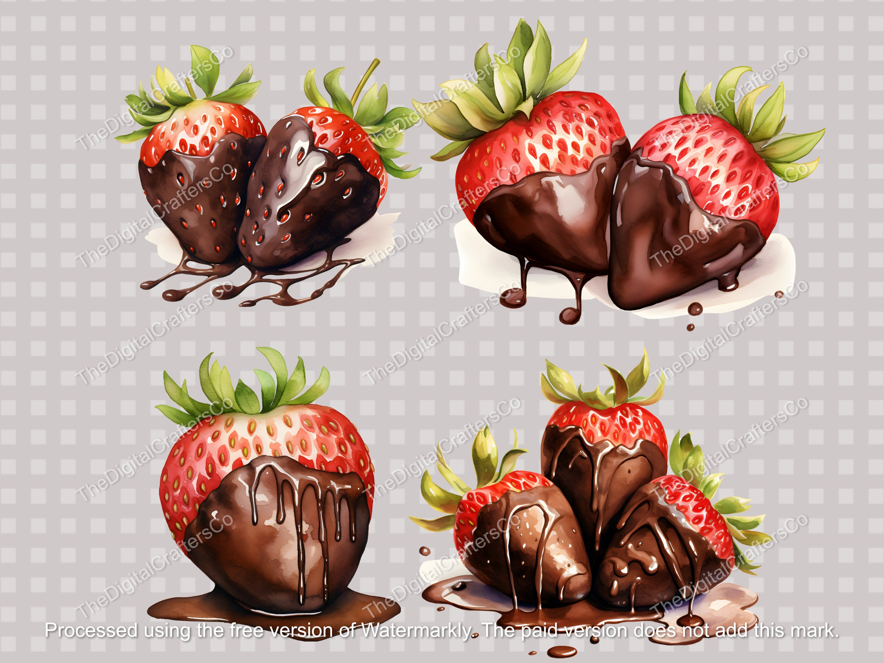 Chocolate Strawberry Clipart, 22 Watercolor Chocolate Covered ...