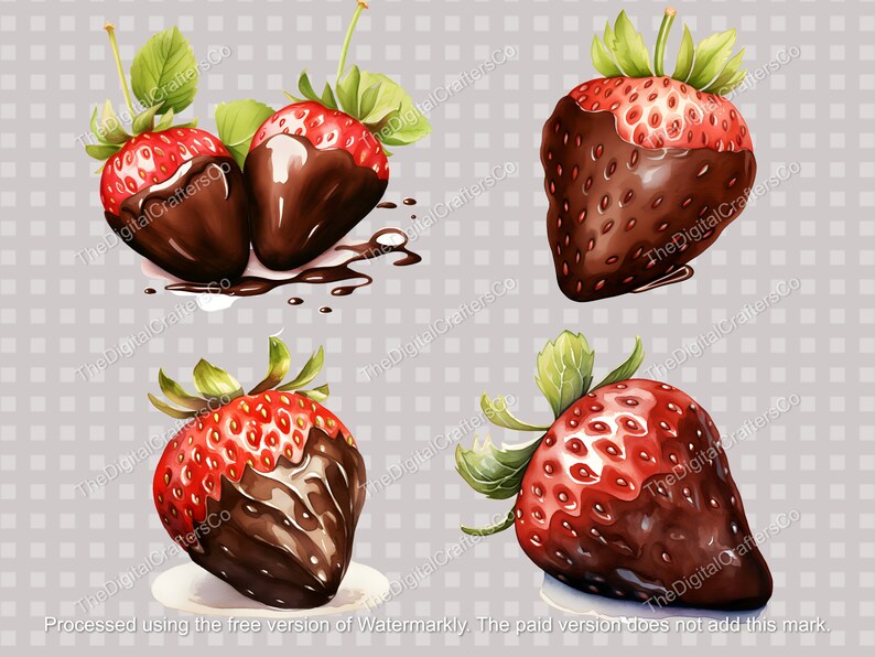 Chocolate Strawberry Clipart, 22 Watercolor Chocolate Covered ...