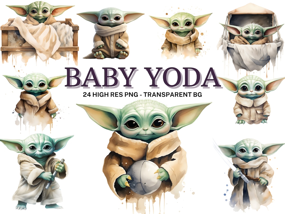 Baby Yoda Clipart, 24 Baby Yoda PNG, Galactic Baby Hero Bundle - Etsy