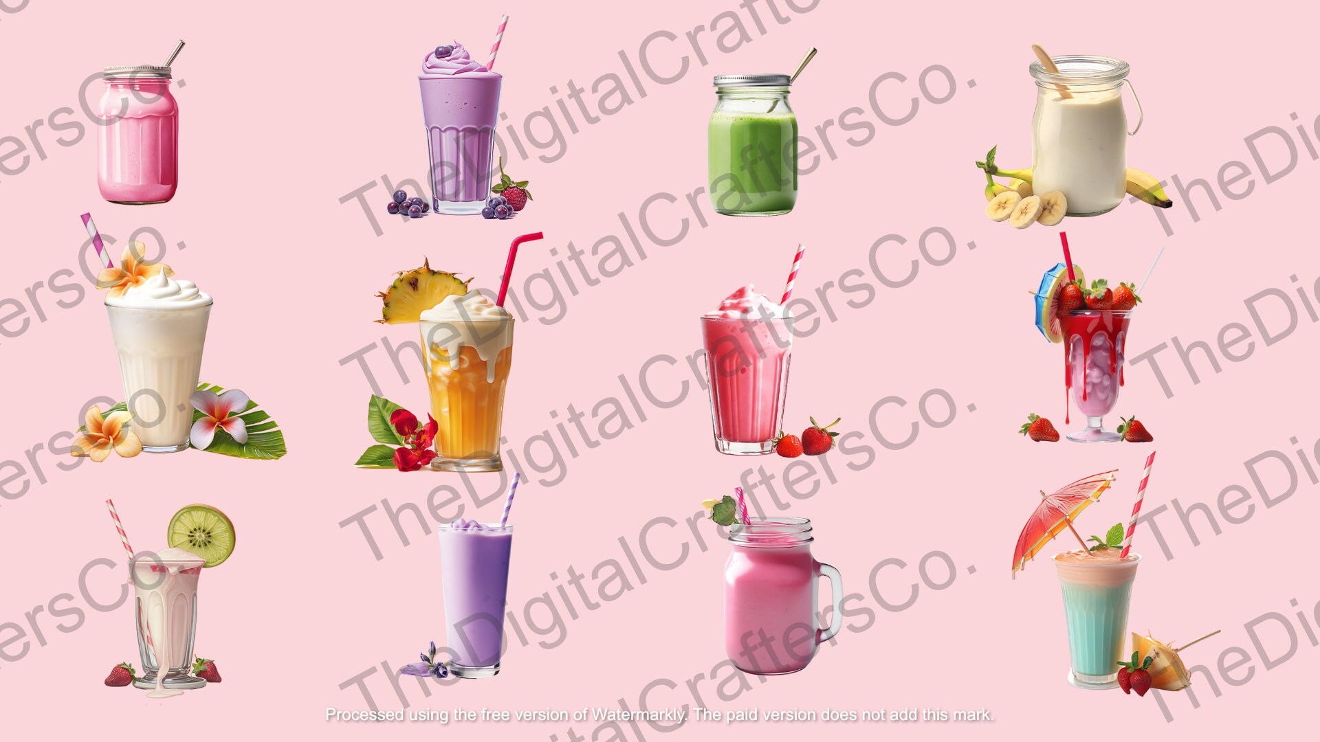 Smoothie SVG PNG Collection Watercolor Smoothie Clipart Smoothie ...