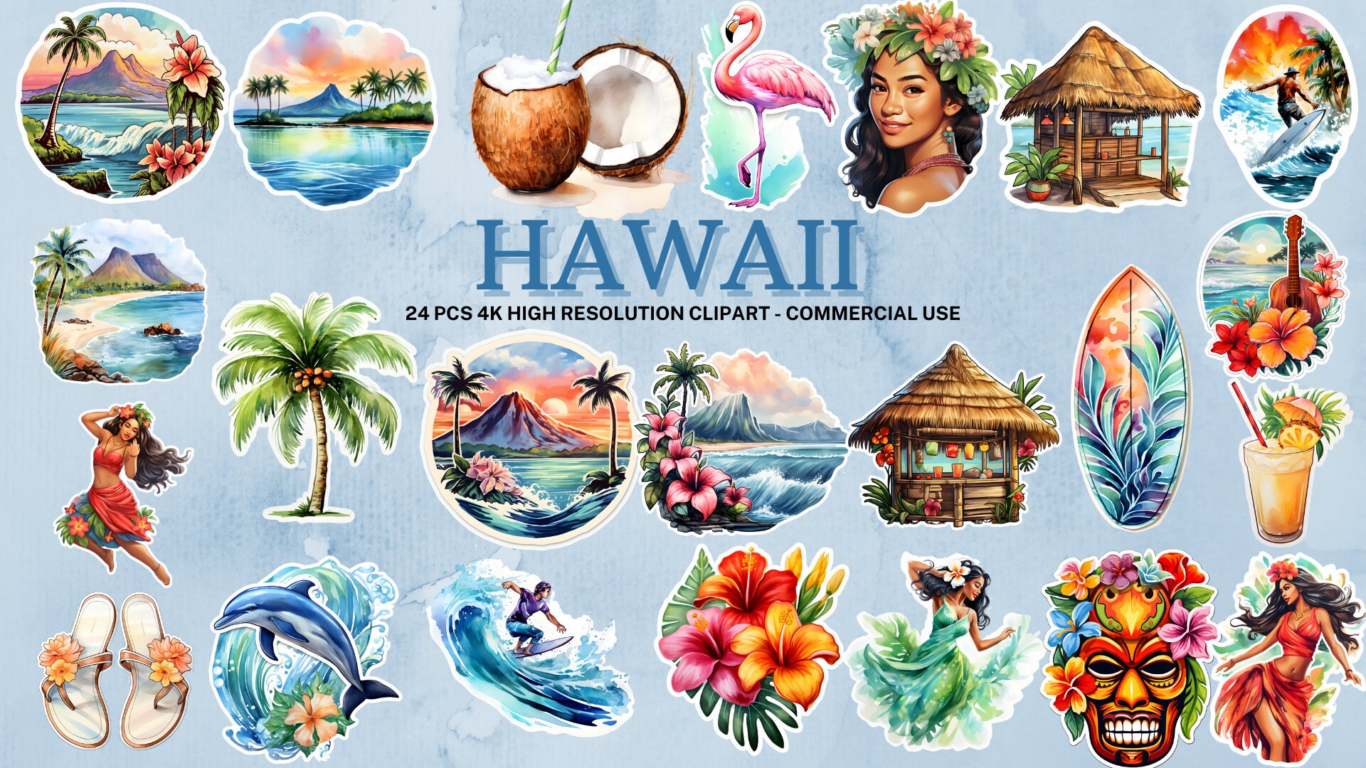 Hawaii Stickers SVG PNG Collection Hawaii Stickers Instant Download 24 ...
