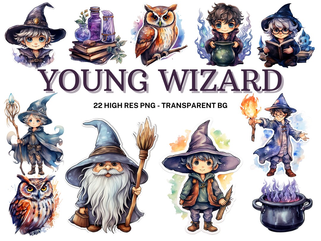 Young Wizard Clipart Set, 22 Magic School Clipart, Cartoon Clipart - Etsy