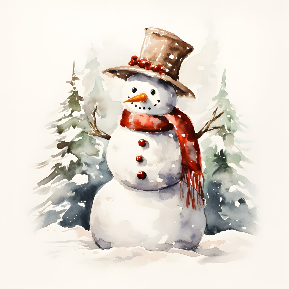 27 Snowman Clipart Set, Printable Watercolor Snowman, Winter Clipart ...
