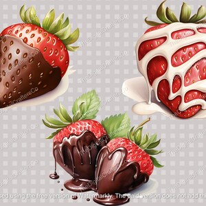 Chocolate Strawberry Clipart, 22 Watercolor Chocolate Covered ...