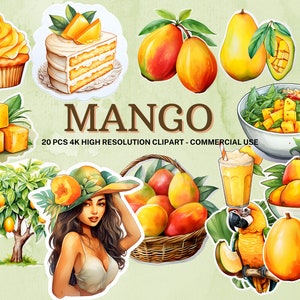 Mango SVG Collection Watercolor Mango Clipart Mango PNG Mango Sticker ...