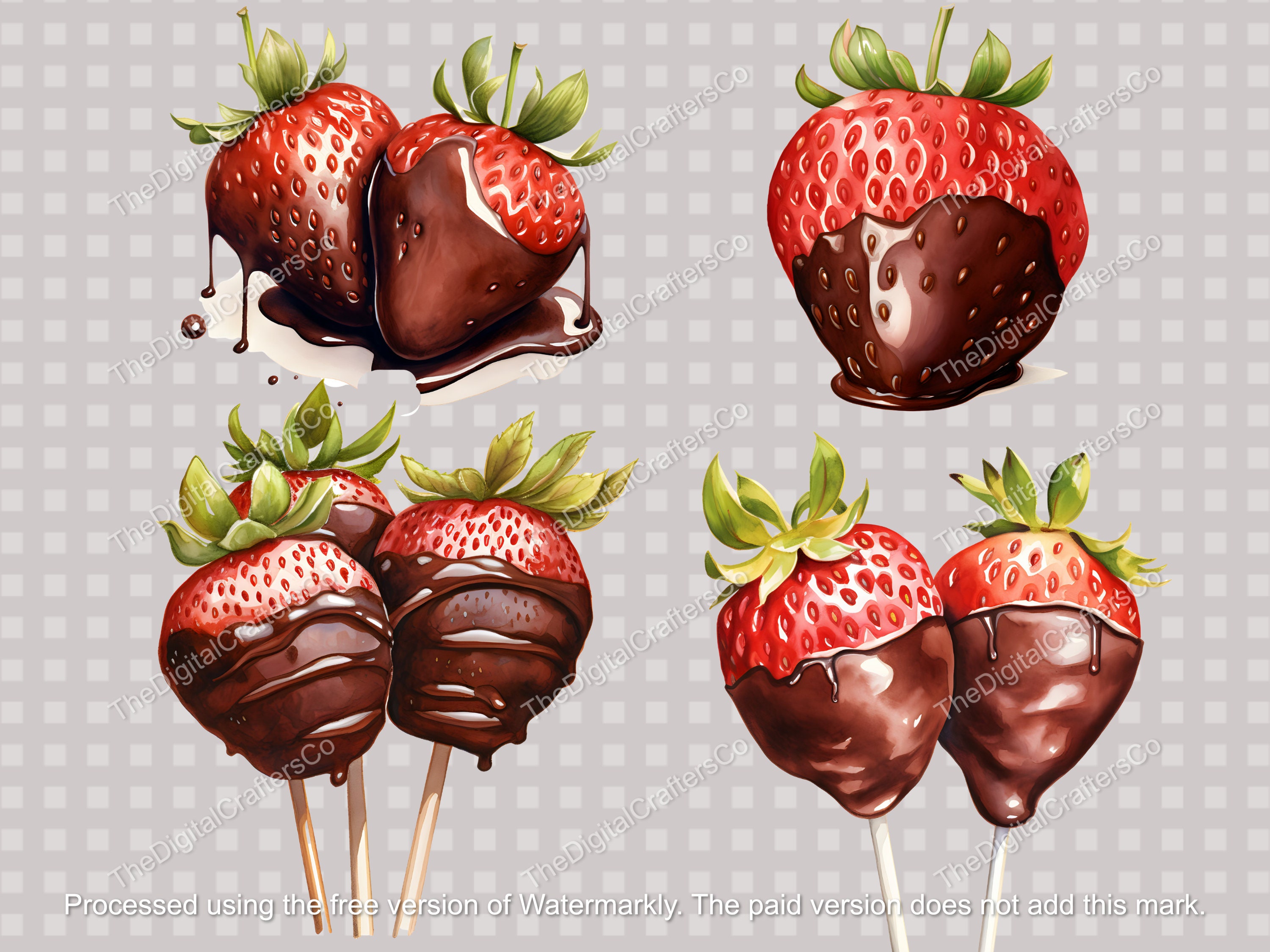 Chocolate Strawberry Clipart, 22 Watercolor Chocolate Covered ...