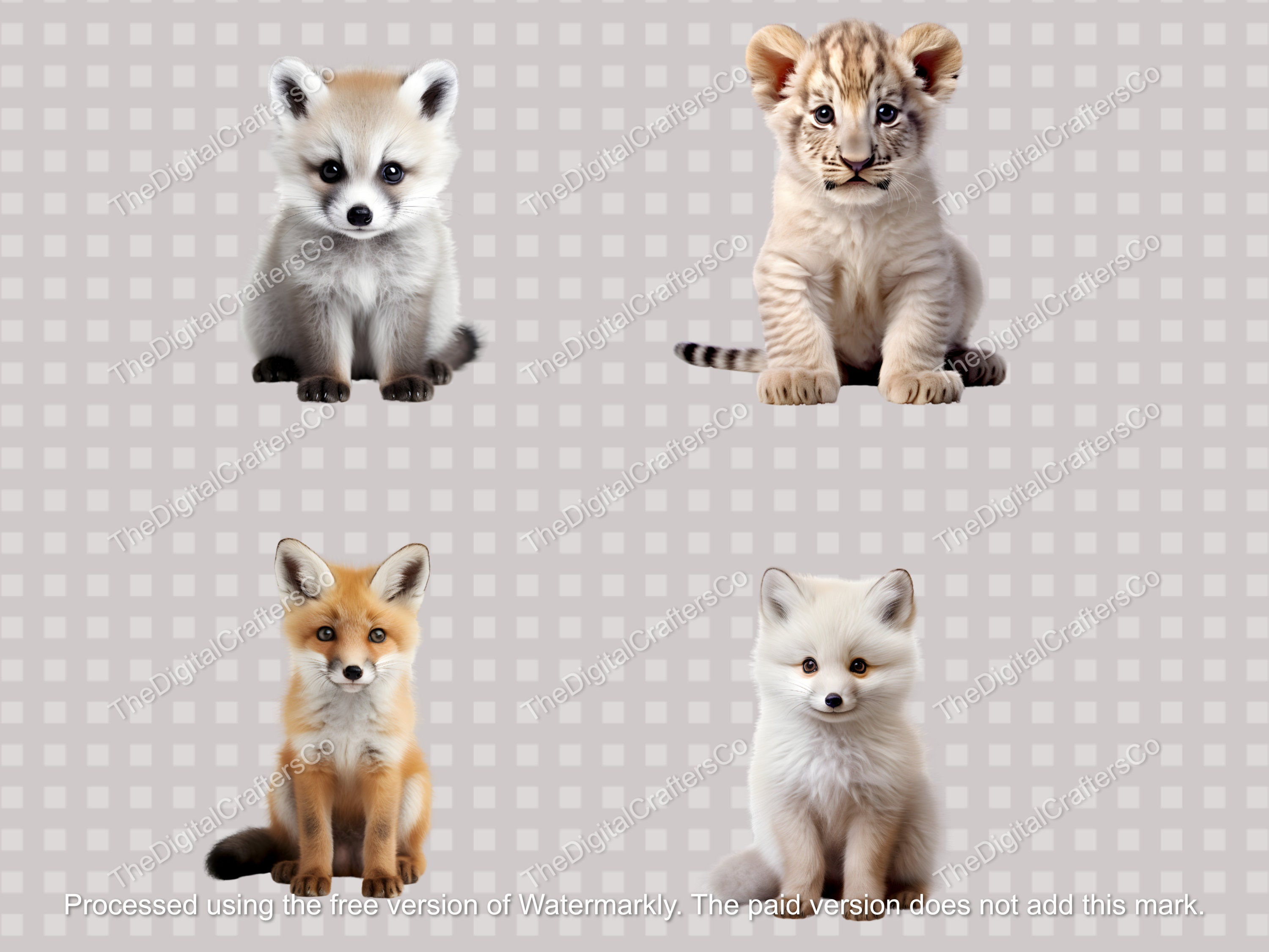 Baby Animals Clipart Set, 24 Cute Baby Animals PNG, Watercolor Baby ...