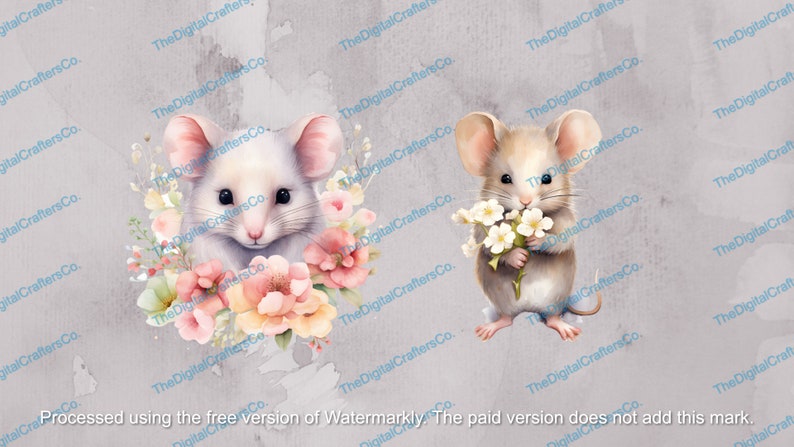 Watercolor Mouse Clipart: Flower PNG Collection (digital Download) - Etsy