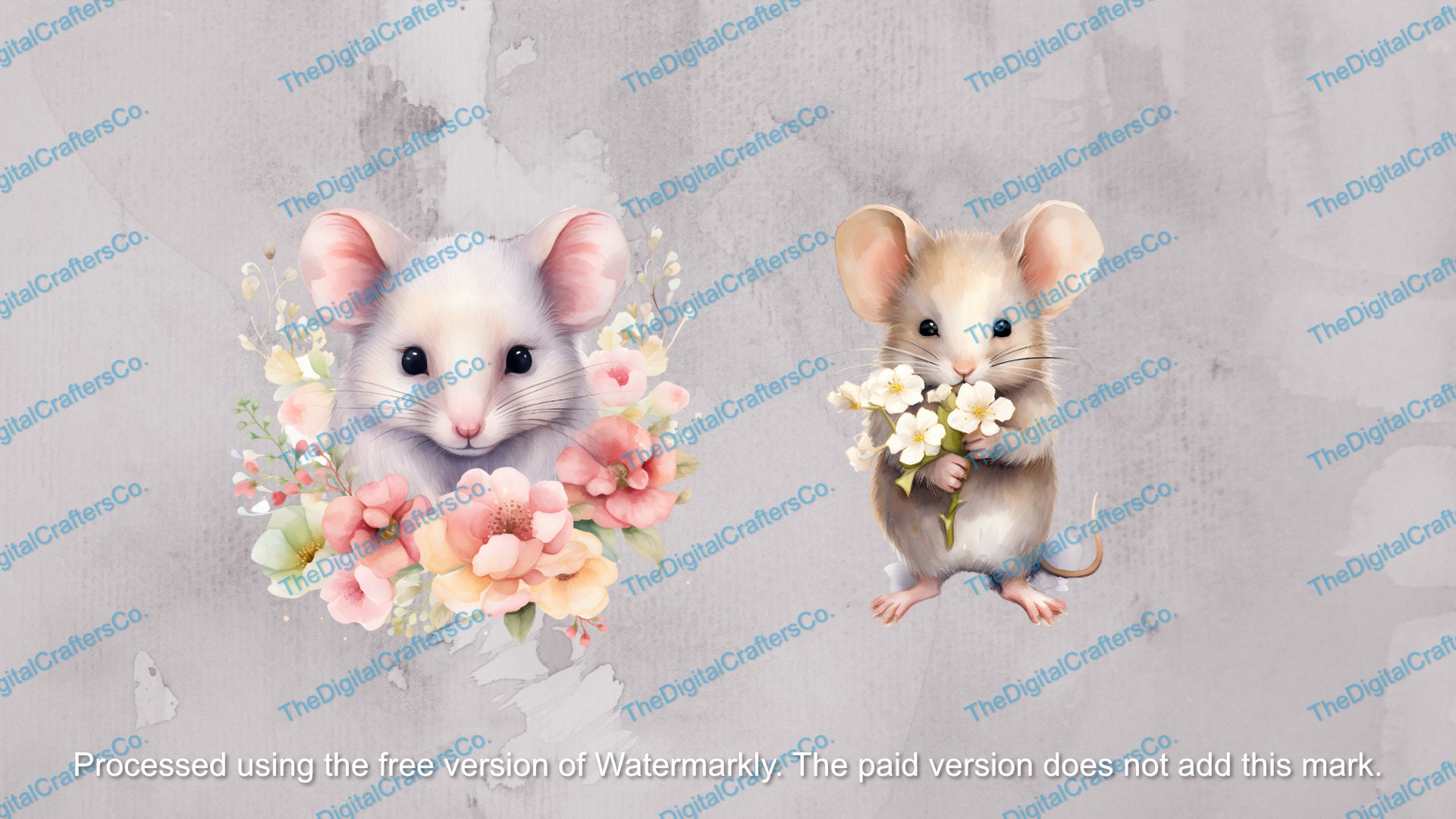 Mouse & Flower SVG PNG Collection Watercolor Mouse and Flower Clipart ...
