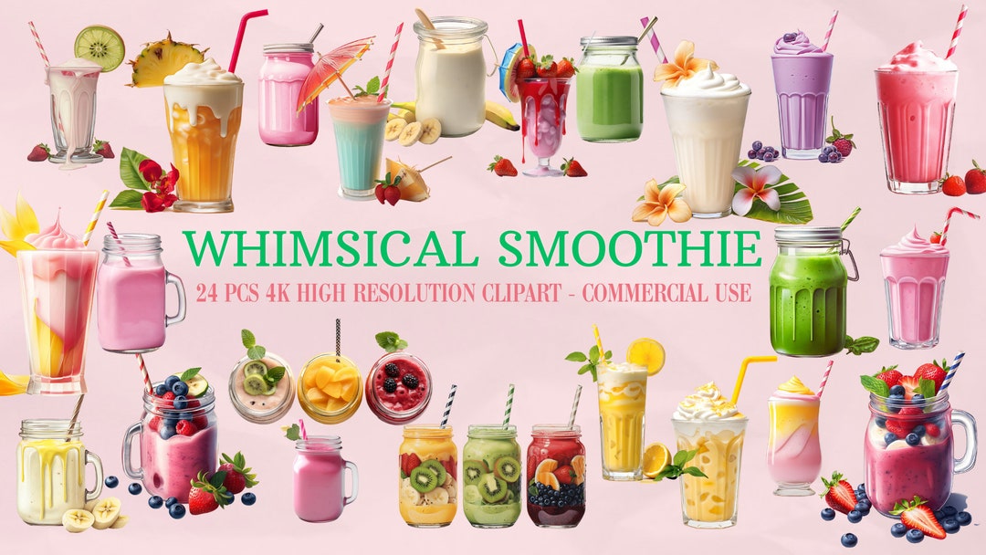 Smoothie SVG PNG Collection | Watercolor Smoothie Clipart | Smoothie ...