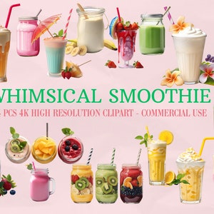 Smoothie SVG PNG Collection | Watercolor Smoothie Clipart | Smoothie ...