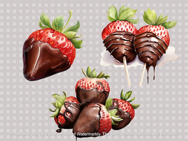 Chocolate Strawberry Clipart, 22 Watercolor Chocolate Covered ...