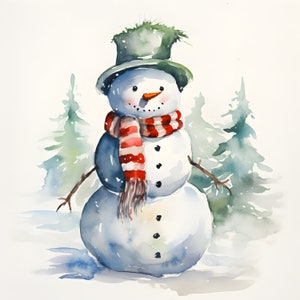 27 Snowman Clipart Set, Printable Watercolor Snowman, Winter Clipart ...