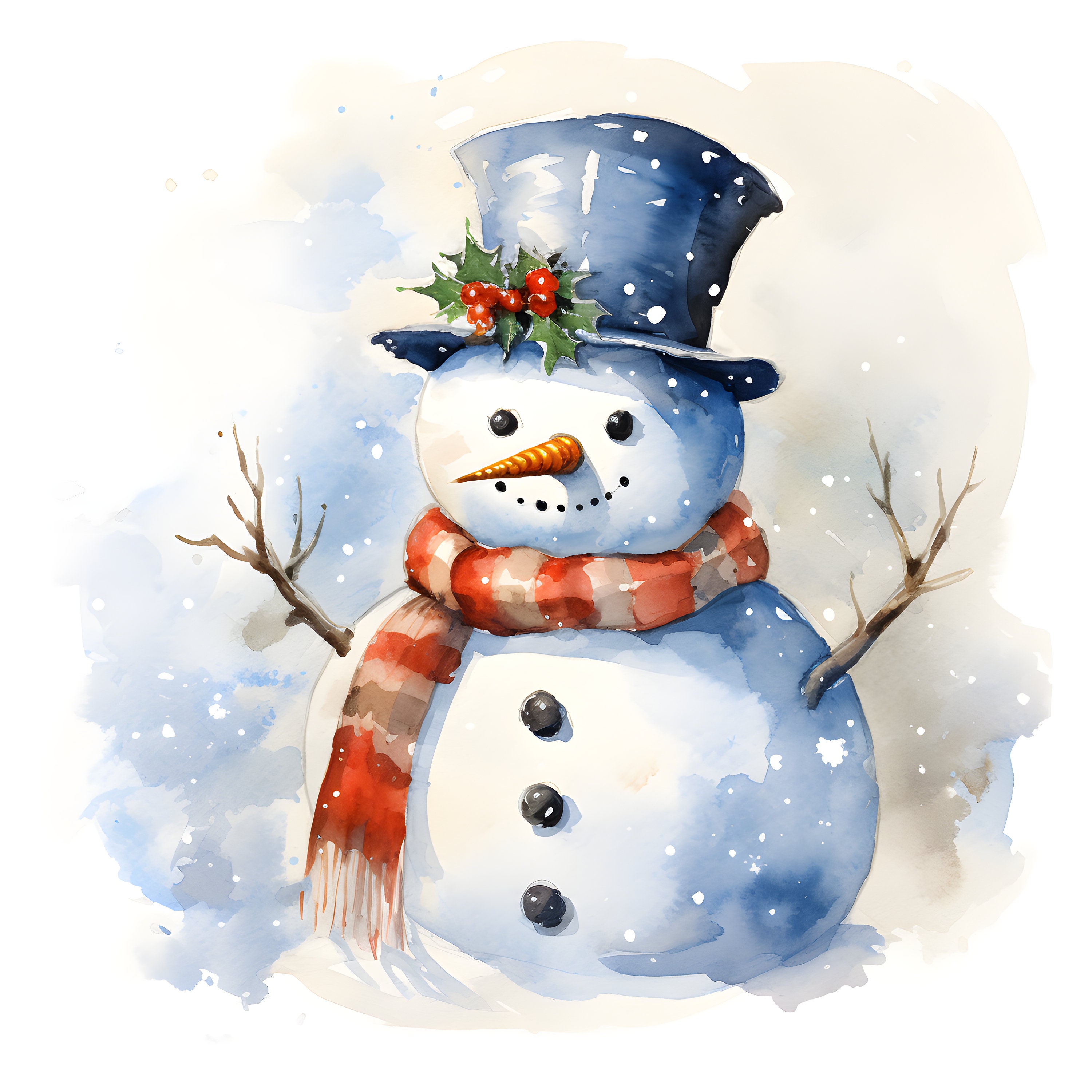 27 Snowman Clipart Set, Printable Watercolor Snowman, Winter Clipart ...