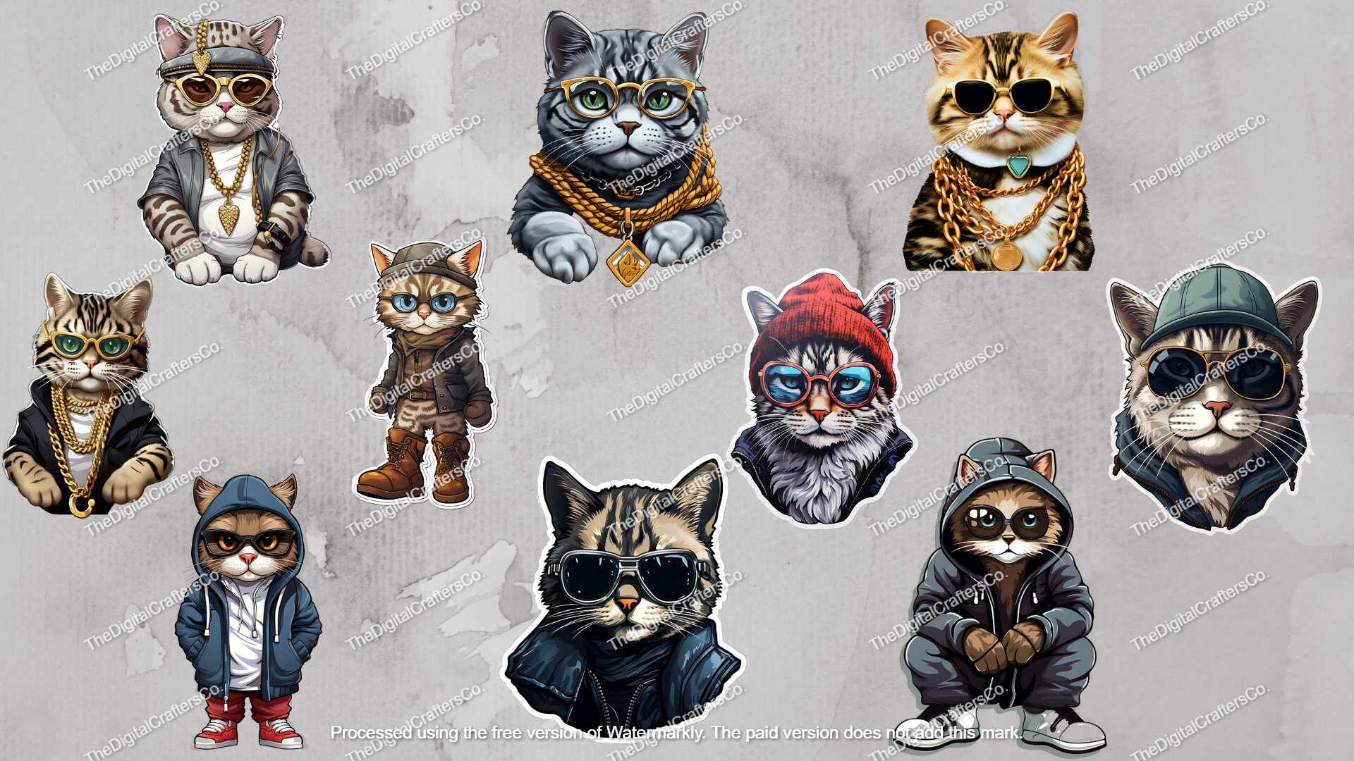 Badass Cat SVG PNG Collection Watercolor Badass Cat Clipart Badass Cat ...
