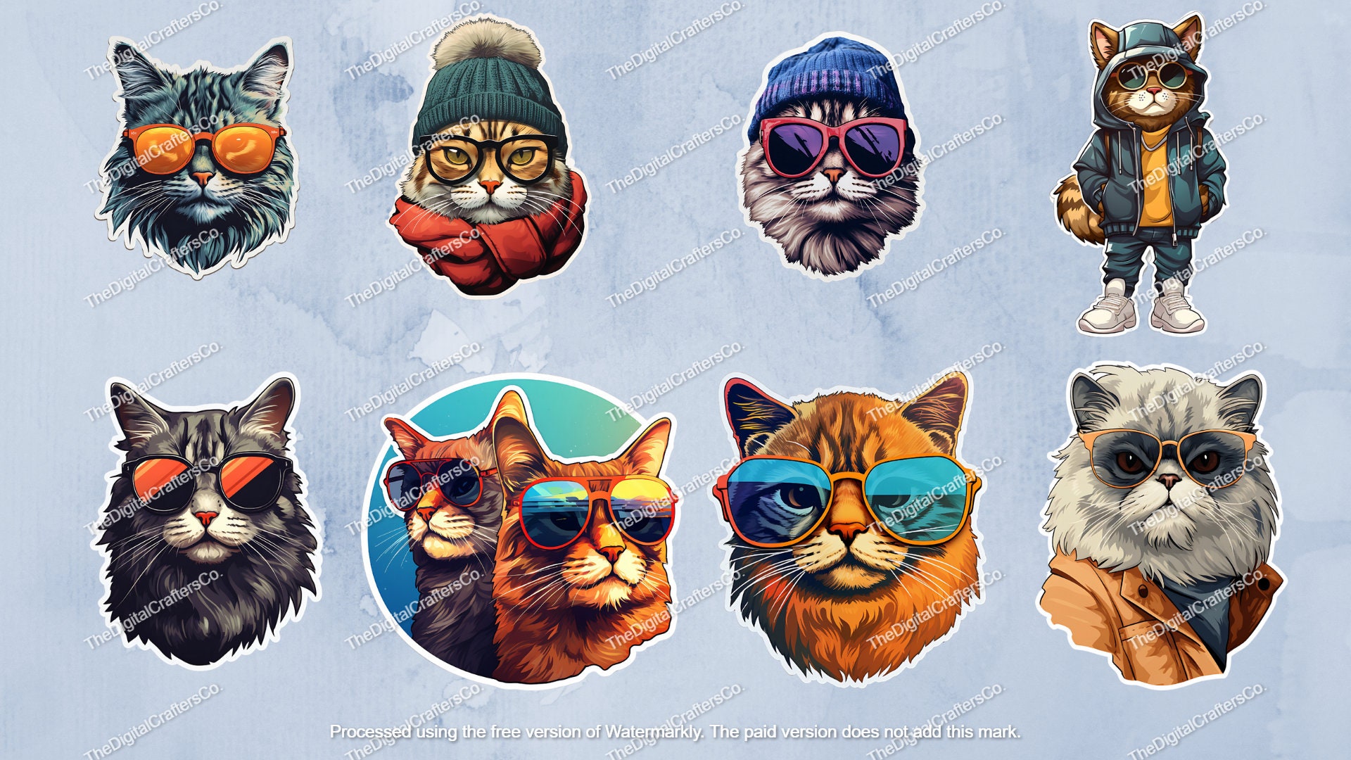 Cool Cats SVG PNG Collection Watercolor Cat Clipart Cool Cat Png Cool ...