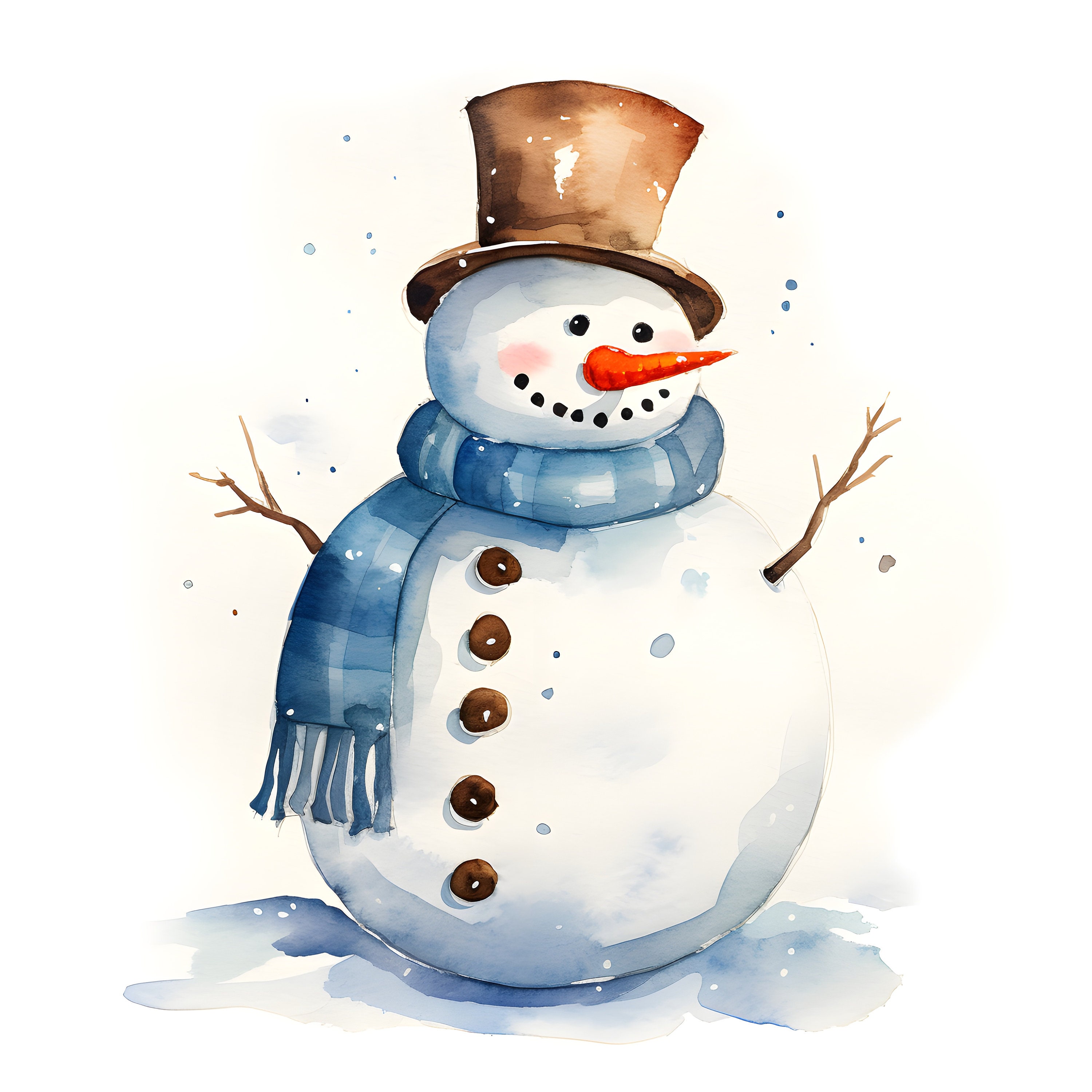 27 Snowman Clipart Set, Printable Watercolor Snowman, Winter Clipart ...