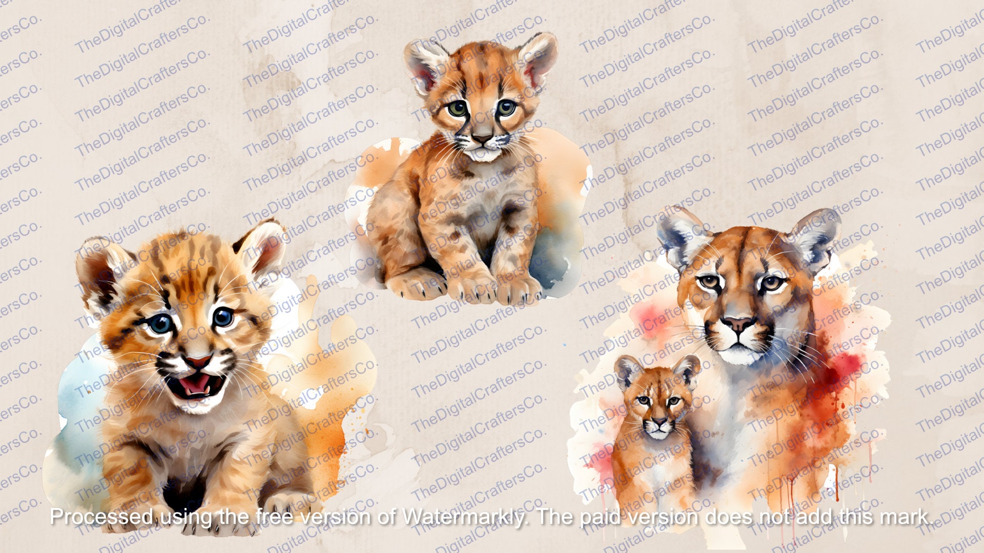 Watercolor Puma Clipart: High-resolution PNG & SVG (digital Download ...