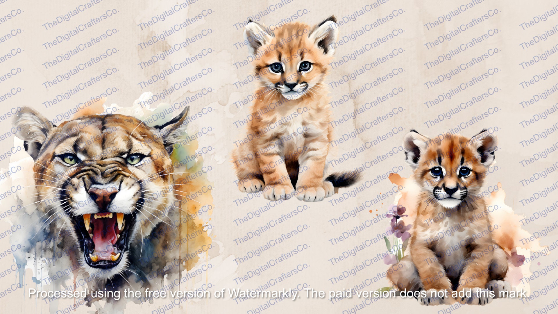 Watercolor Puma Clipart: High-resolution PNG & SVG (digital Download ...