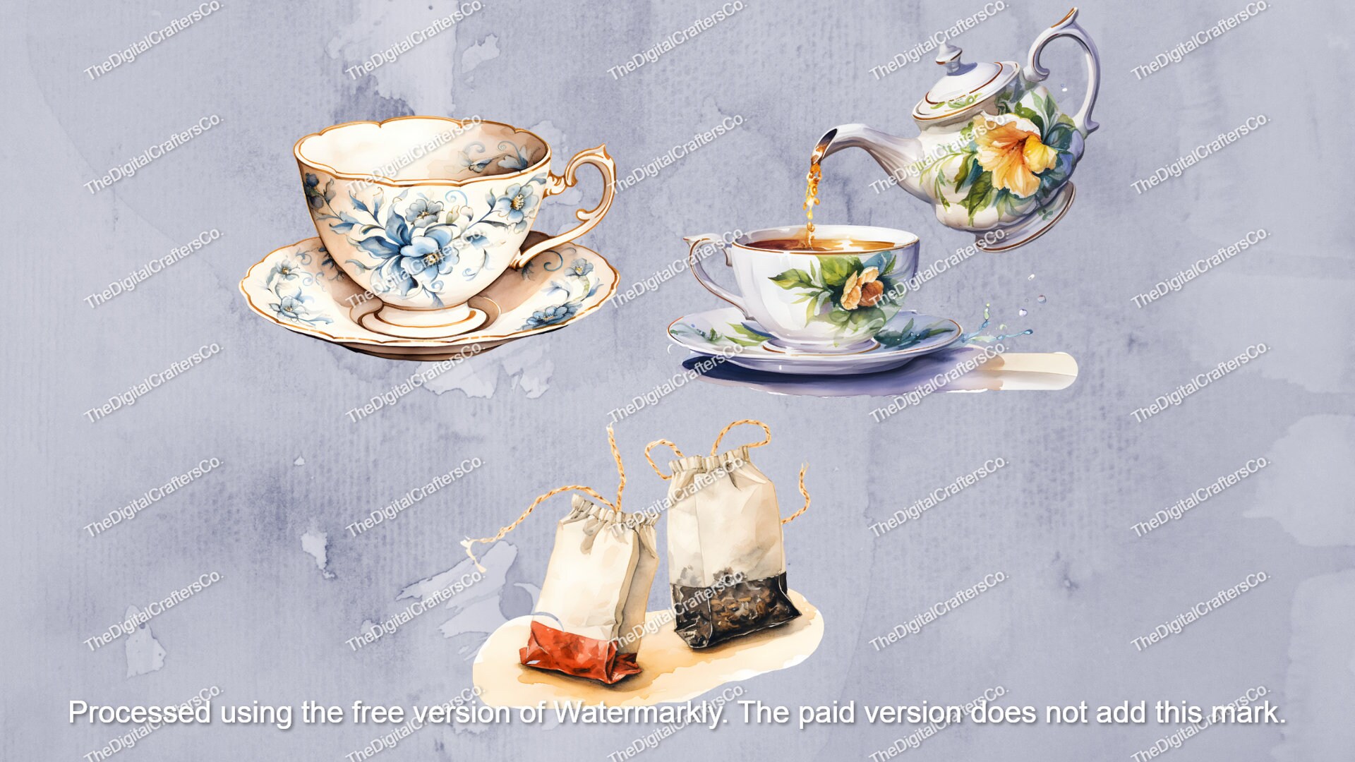 Tea Party PNG Collection Watercolor Tea Party Clipart Instant Download ...