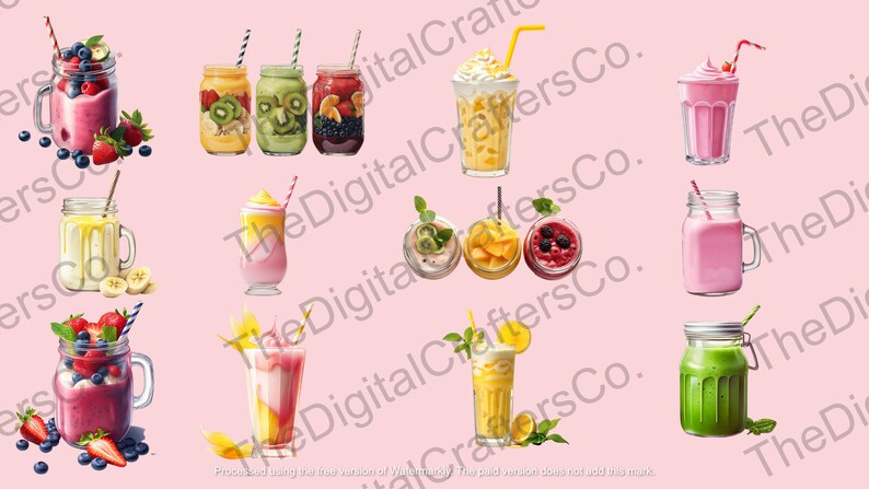 Smoothie SVG PNG Collection Watercolor Smoothie Clipart Smoothie ...