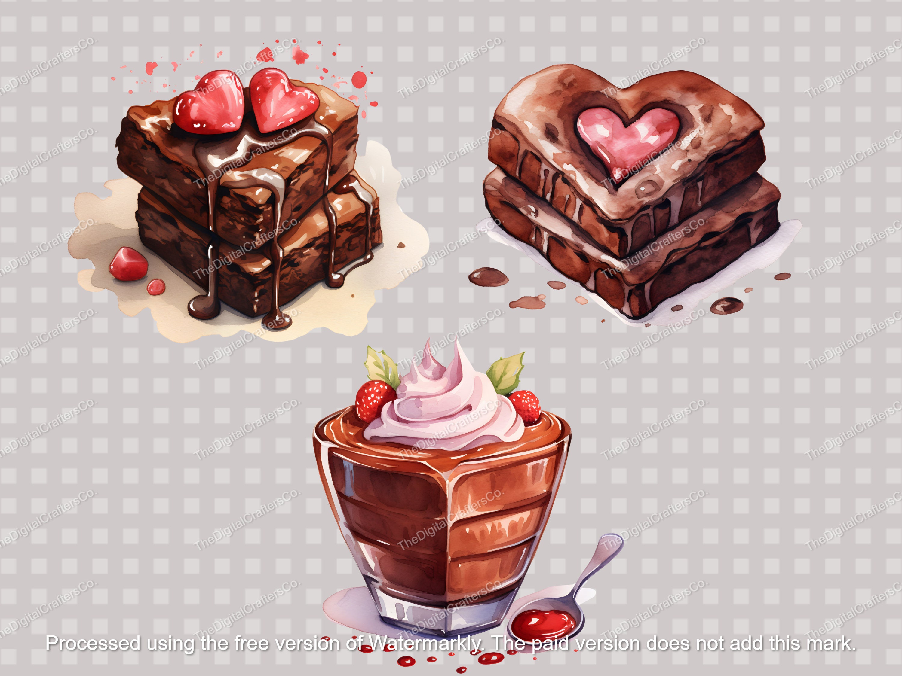 Valentine's Day Desserts Clipart Set, 20 Watercolor Cakes and Sweets ...