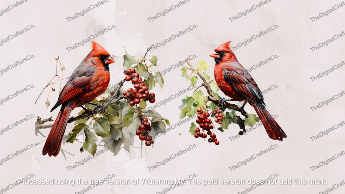 Red Cardinal SVG PNG Collection Watercolor Red Cardinal Clipart Instant ...