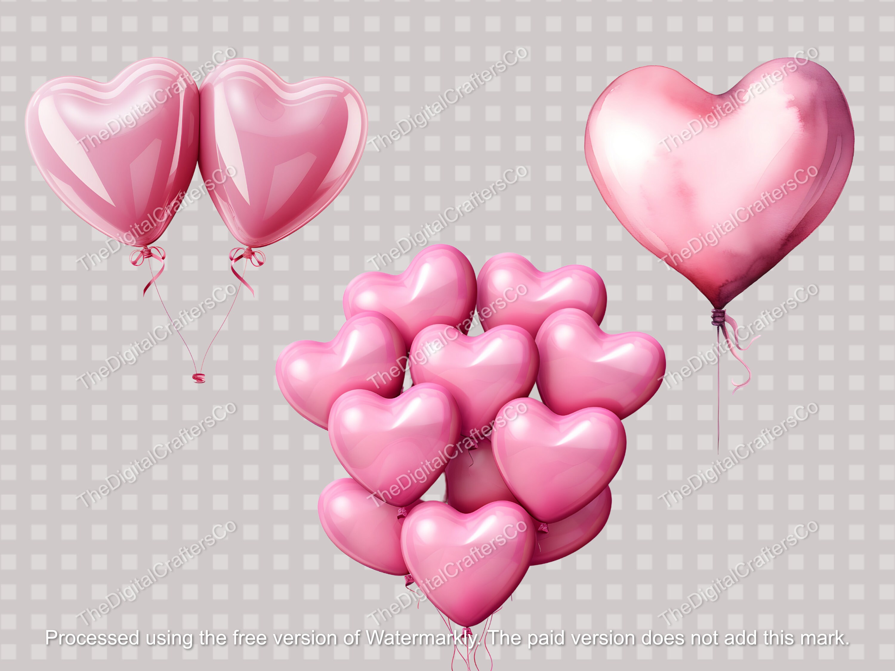 Heart Balloons Clipart Set: Valentine's Day PNG Images (digital ...