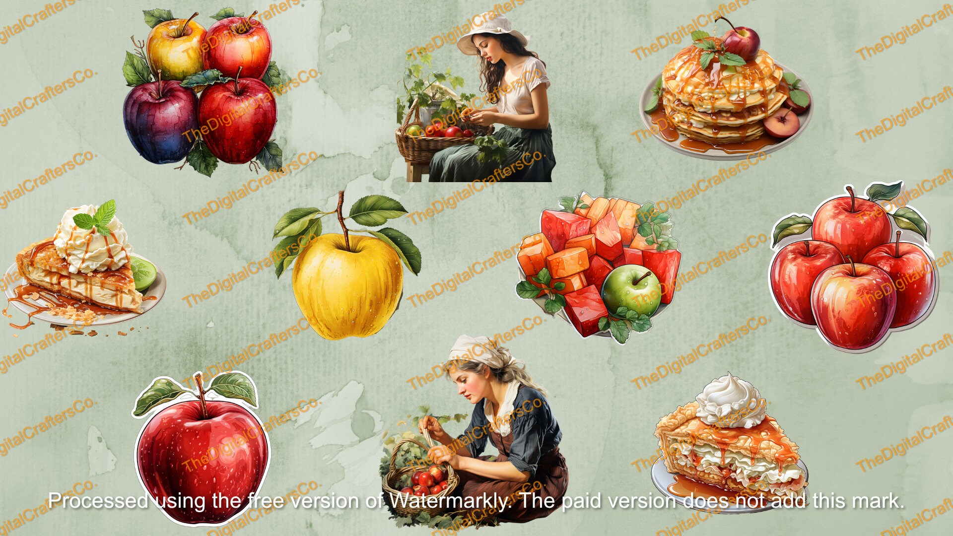 Apple PNG Collection Watercolor Apple Clipart Instant Download 20 High ...