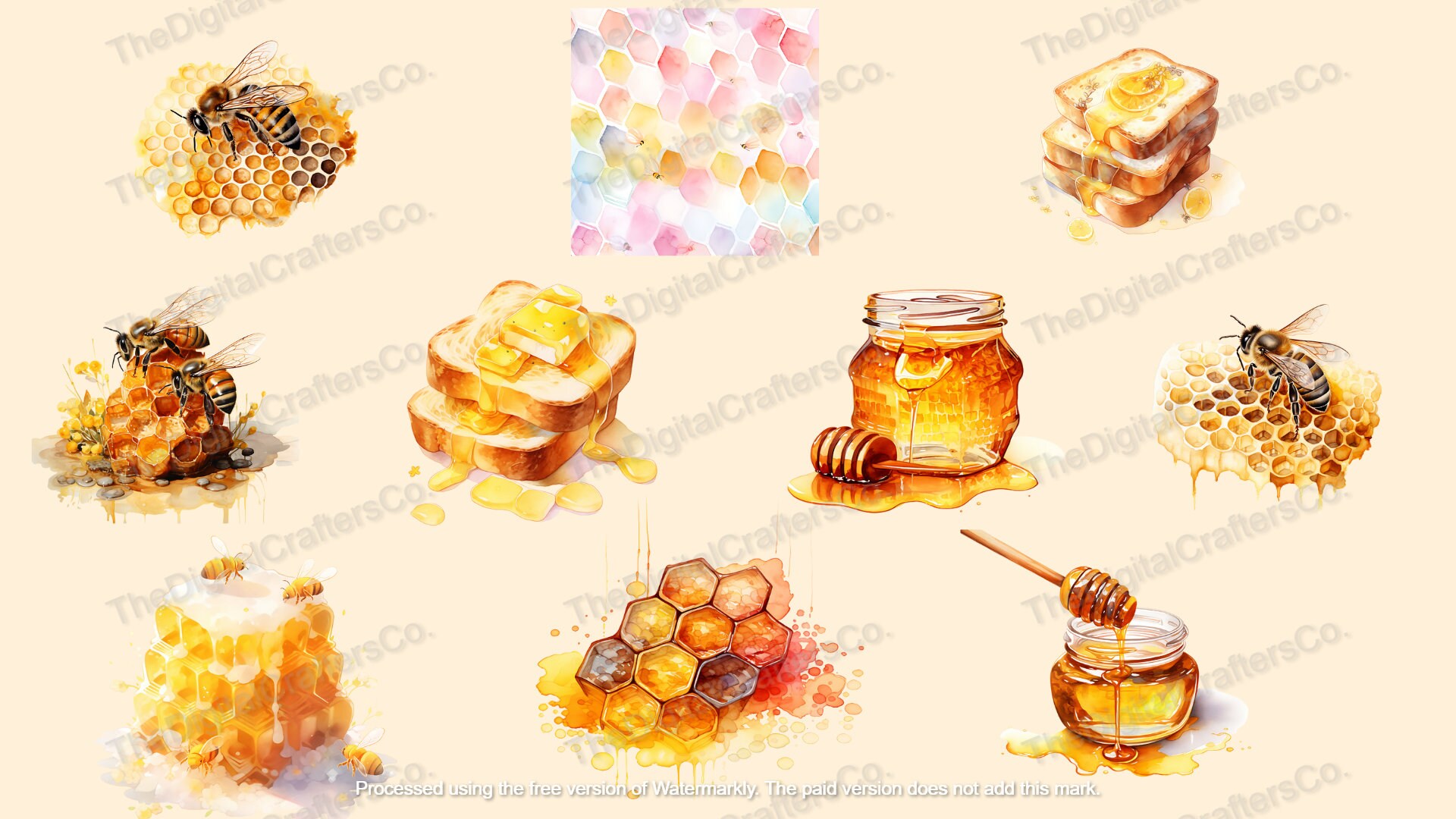 Honey SVG PNG Collection | Watercolor Honey Clipart | Honey Sticker ...