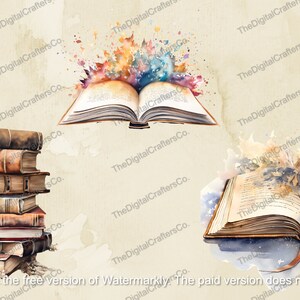 Watercolor Old Books Clipart: Vintage Book Stack PNG SVG (digital ...