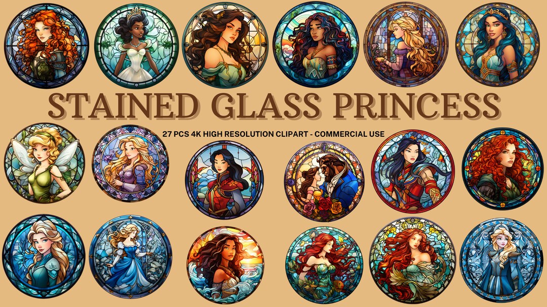 Stained Glass Princess SVG PNG Collection | Princess Clipart | Instant ...