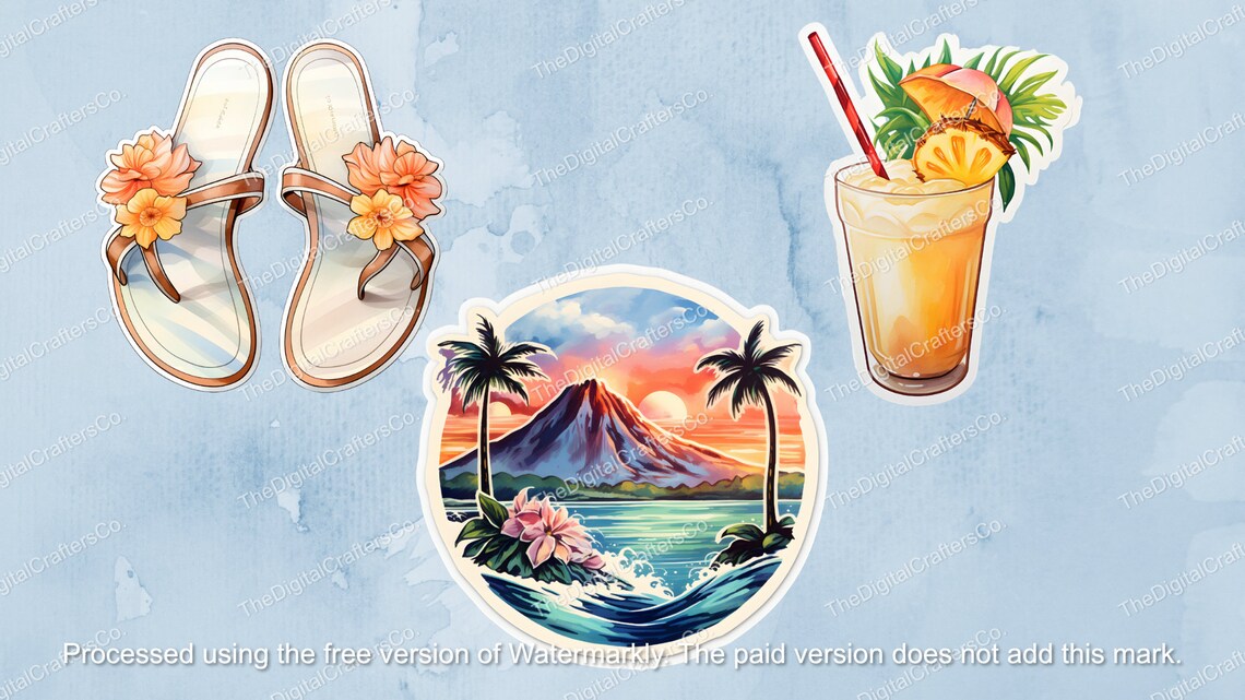 Hawaii Stickers SVG PNG Collection: Tropical Clipart (instant Download ...